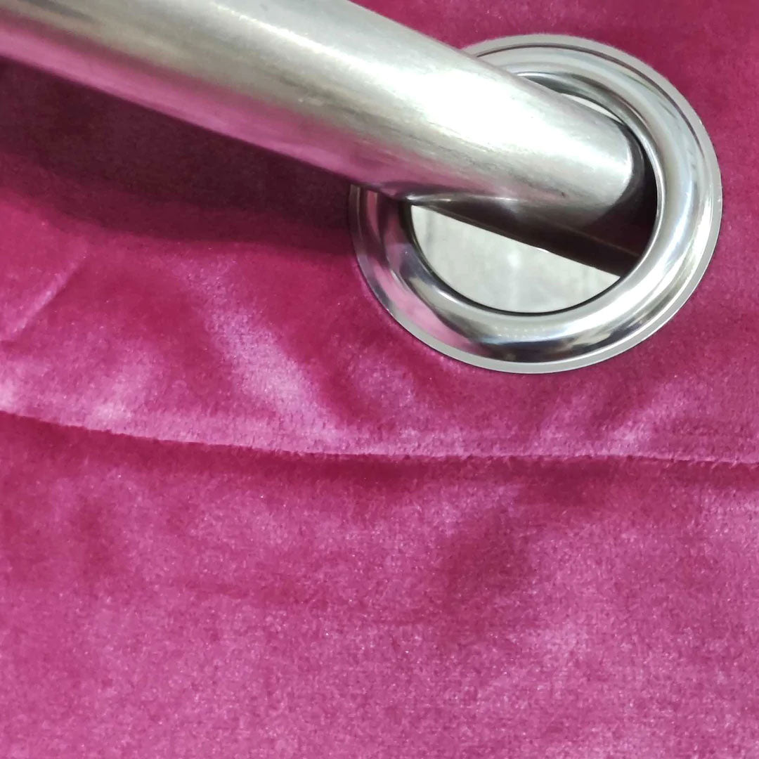 Pair Of Premium Pink Velvet Eyelet Curtain – Shopizz.pk