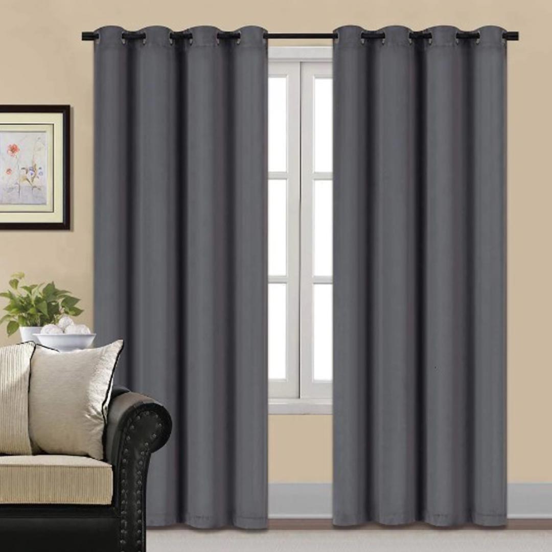 Pair Of Premium Grey Velvet Eyelet Curtain – shopizz